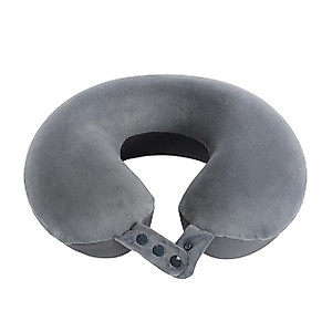 Makimoo Travel Neck Pillow, Top Memory Foam Pillow for Head Support, Ideal for Airplanes, Cars, and Home Recliners, Adjustable and Soft (Grey)