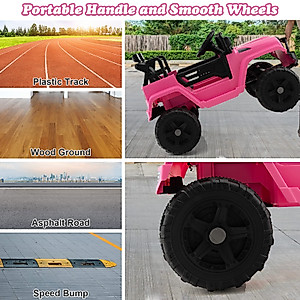 GLACER 12V Kids Ride On Car, Electric Vehicle Jeep w/Parental Remote, Music, Horn, Headlights, Slow Start Function, Spring Suspension, Vehicle Toy Car for Boys & Girls Over 3 Years Old (Pink)