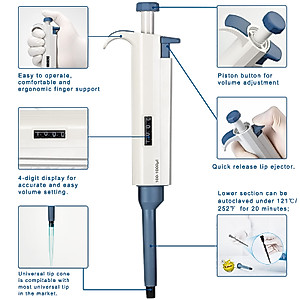 HUWAZINE micropipettes kit 2-20ul 20-200ul 100-1000ul, Universal Pipette Tips 100ul 200ul 1000ul, Linear Pipette Stand (SC-Pipettor-3pcs-D)