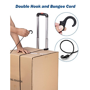 JOYTUTUS Folding Hand Truck, Lightweight Dolly Cart, Aluminum Tube Frame Adjustable Handle Luggage Cart with 2 Large Rear Wheels, 2 Lashing Straps for Moving