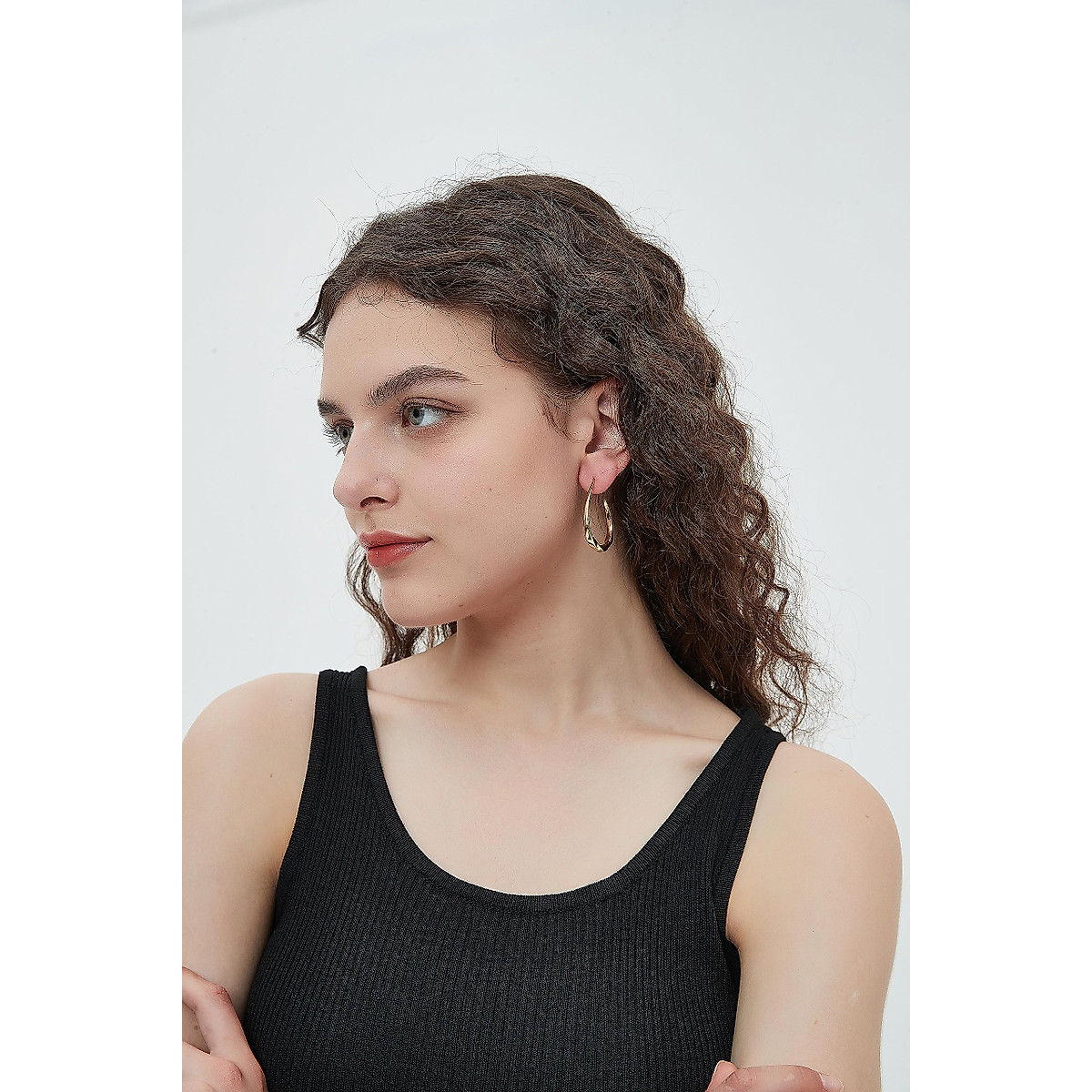 Oval Hoop Earrings For Women 18K Gold Plated Hypoallergenic Lightweight Hoop For Women and Girls (GOLD)