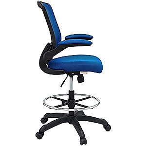 Modway Veer Drafting Chair - Reception Desk Chair - Flip-Up Arm Drafting Chair in Blue
