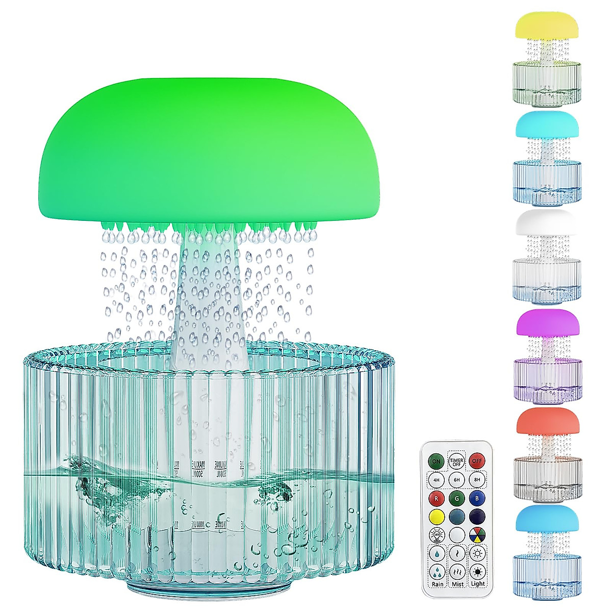 Rain Cloud Humidifier Water Drip 700ml, 2 in 1 Ultrasonic Cool Mist Air Humidifiers Essential Oil Diffuser with Remote Control White Noise Rain Sounds Mushroom Humidifier for Bedroom,Sleeping,Relaxing