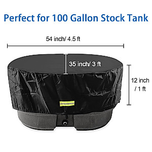 Rubermaid 100 Gallon Oval Stock Tank Cover Openning Zipper Cold Plunge Insulated Hot Tub Cover Outdoor Oval Ice Bath Cover Water Trough Cover Farm Water Tank Cover Horse Trough Cover Stock Pond Cover