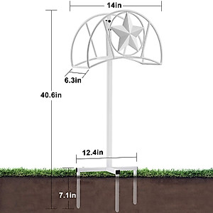 AMAGABELI GARDEN & HOME Garden Hose Holder Hanger Stand Freestanding for Outside Holds 125ft Water Hose Detachable Rustproof Organizer Storage Metal Heavy Duty Ground Stakes White BG397
