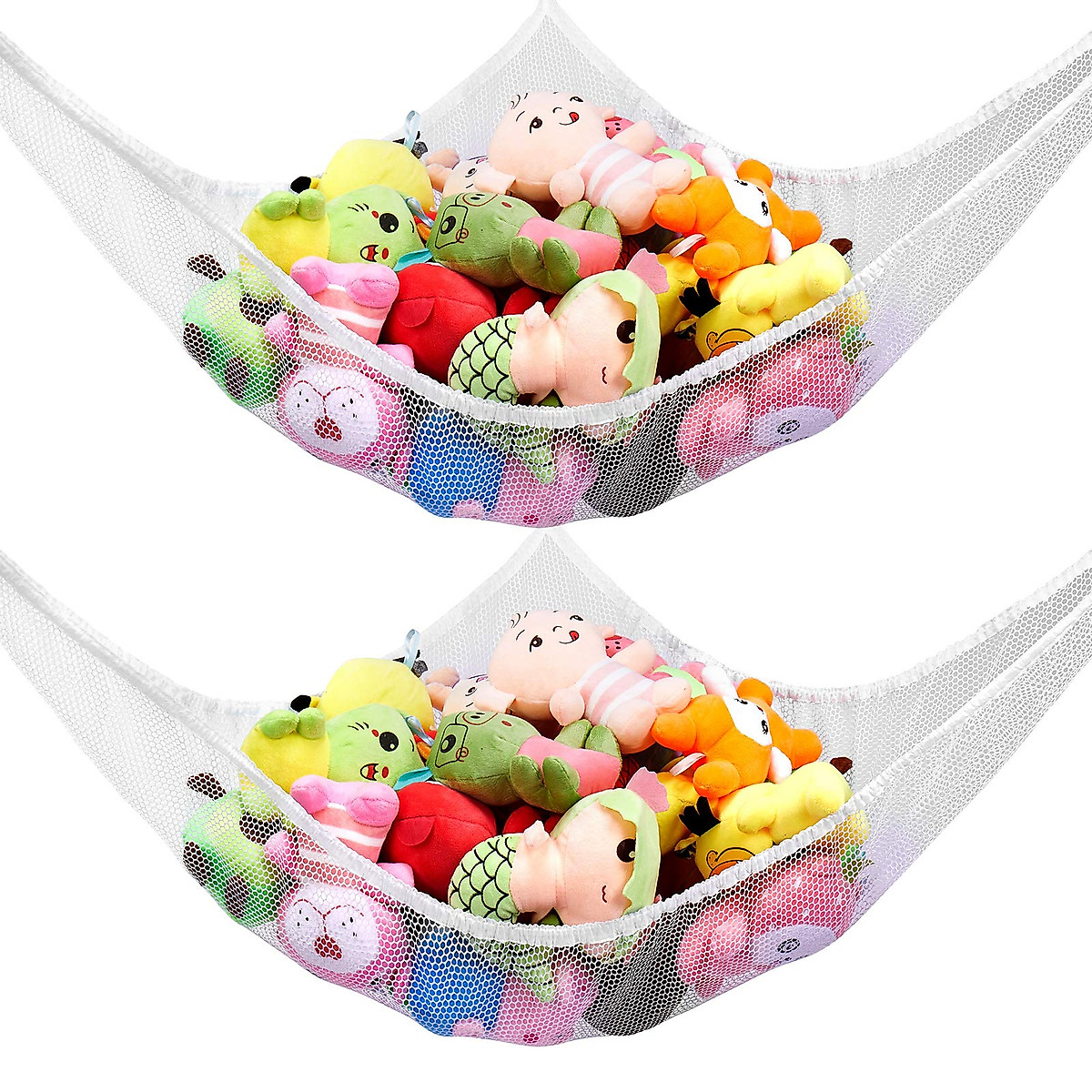 Stuffed Animal Net or Hammock, Stuffed Animal Net, Jumbo Toy Net Hammock for Stuffed Animals KoHuiJoo Wall Sling Corner Extra Large Kids Children Mesh Toy Net Organizer (White 2Pack, 83 Inch)