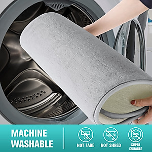 Memory Foam Bathroom Rug Velet Bath Mats Sets 3 Pieces Ultra Soft Non Slip and Absorbent Toilet Mats Set Carpet Washable, Light Grey, Square Pattern