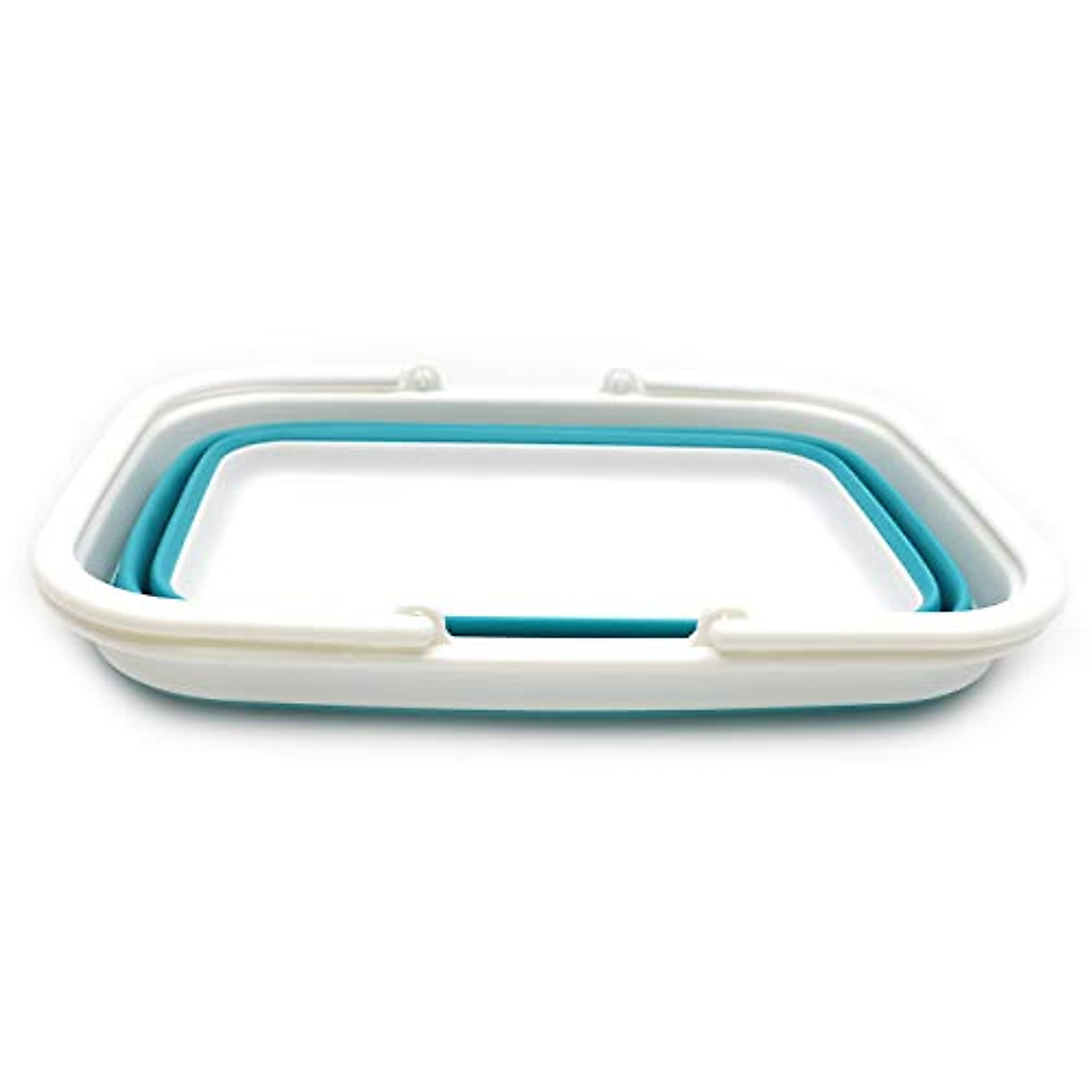 SAMMART 15.5L (4.1 Gallon) Collapsible Tub with Handle - Portable Outdoor Picnic Basket/Crater - Foldable Shopping Bag - Space Saving Storage Container (Bright Blue)