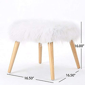 Christopher Knight Home Huxley Faux Fur Ottoman, White
