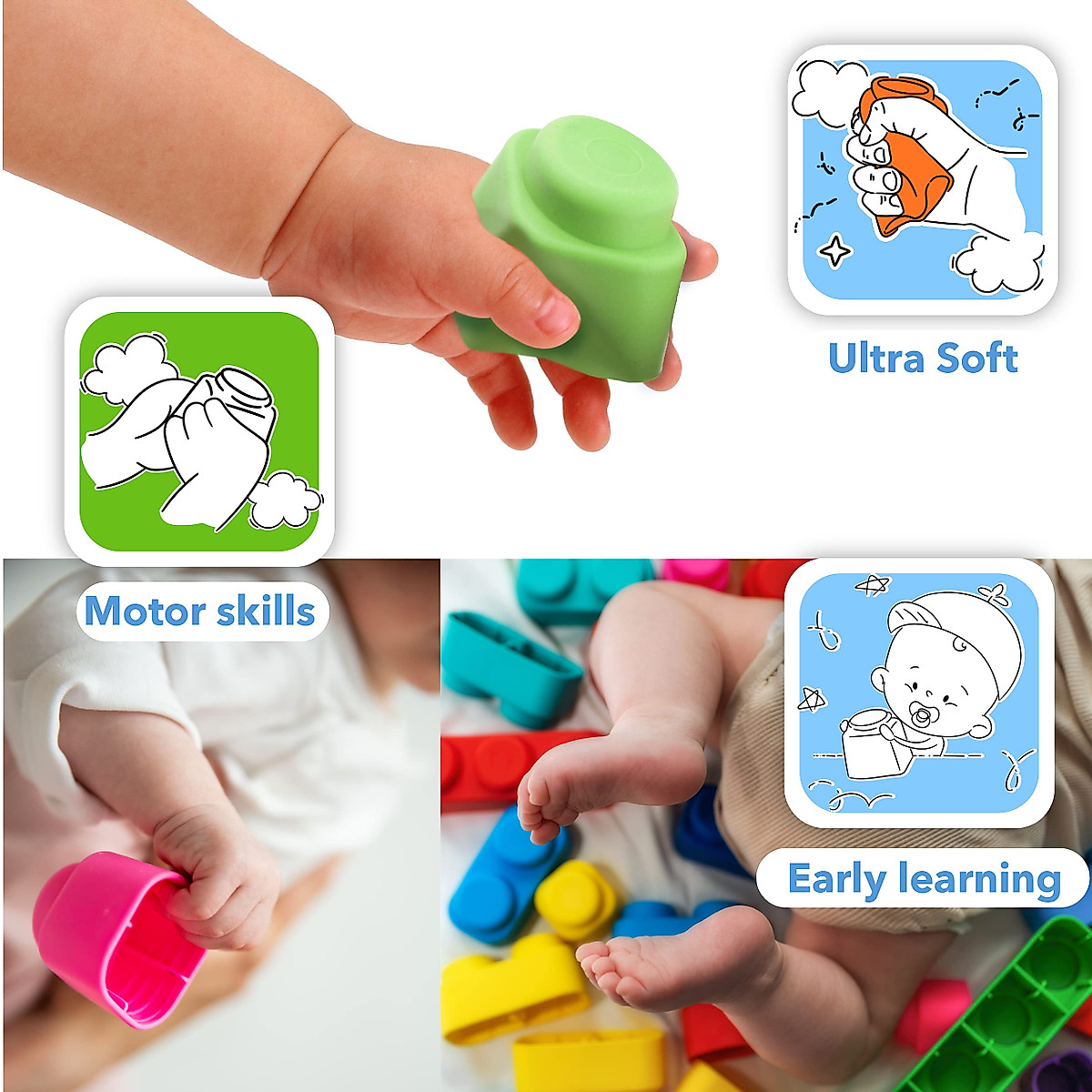 Far far land -Super Soft Building Blocks for Toddlers Ages 1-3 Years– Teaches & Enhances Creativity and Fine Motor Skills- STEM Building Set - 21 Pieces