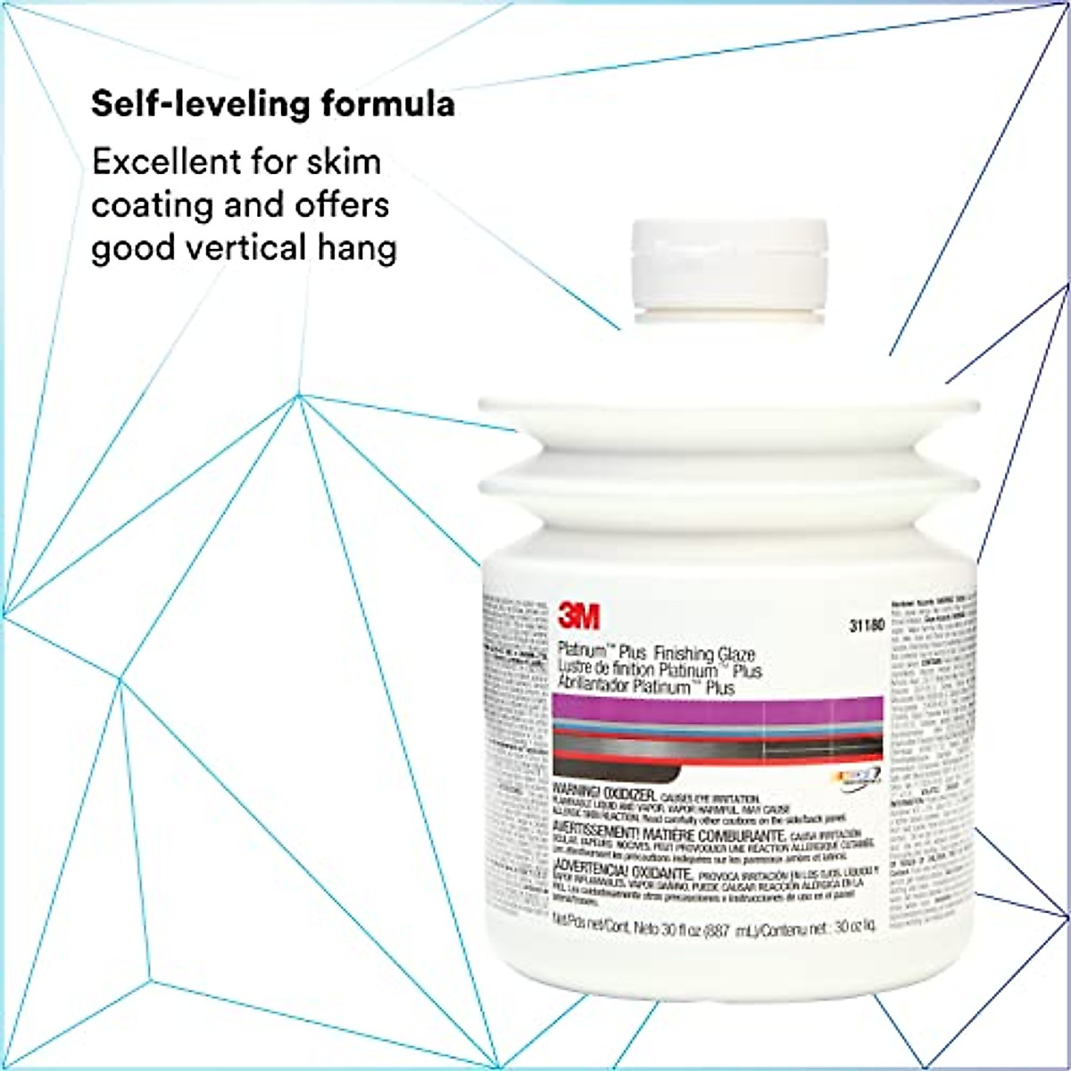 3M Platinum Plus Glaze, 31180, Two-Part Premium Selfleveling Finishing Glaze, 30 fl oz/887 mL