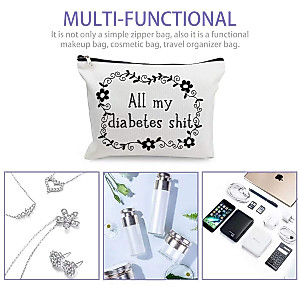 Diabetic Supplies Cosmetic Bag - All My Diabetes - Diabetic Emergency Kit Funny Travel Bags Zipper Pouch Toiletry Make-Up Case for Women Grandma Grandpa Mom Dad Sister Brother Birthday Christmas Gifts