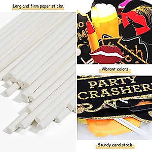 Adult 50th Birthday Photo Booth Props(41Pcs) for Her Him Cheers to 50 Years Birthday Party, Gold and Red Decorations, 50th Happy Birthday Party Supplies for Men Women