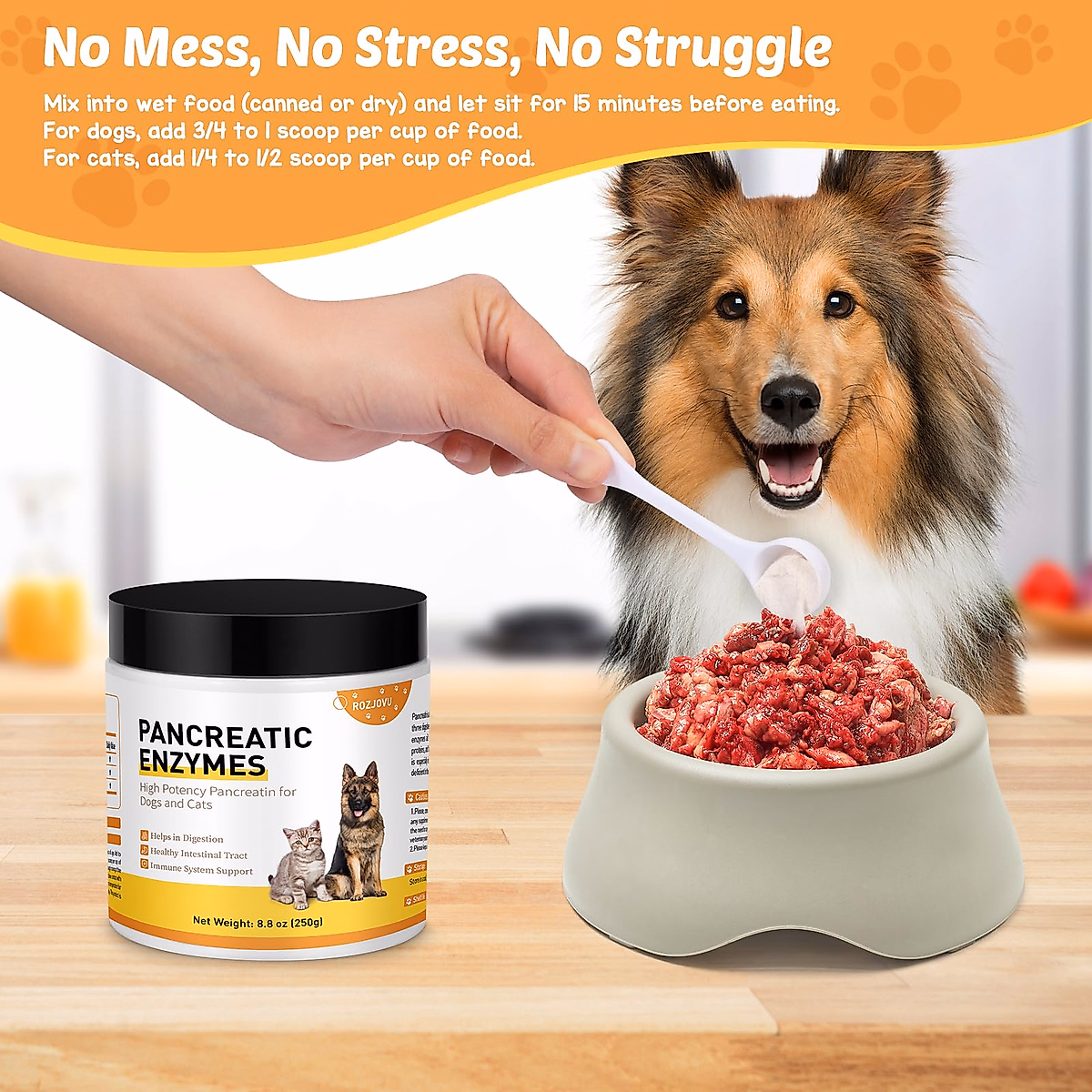 Pancreatic Enzymes for Dogs (8.8 Oz) | 10x Pancreatin Formula | Digestive Enzymes for Dogs with EPI | Helps Restore Normal Weight, Supports Digestive Stress and Pancreatic Issues