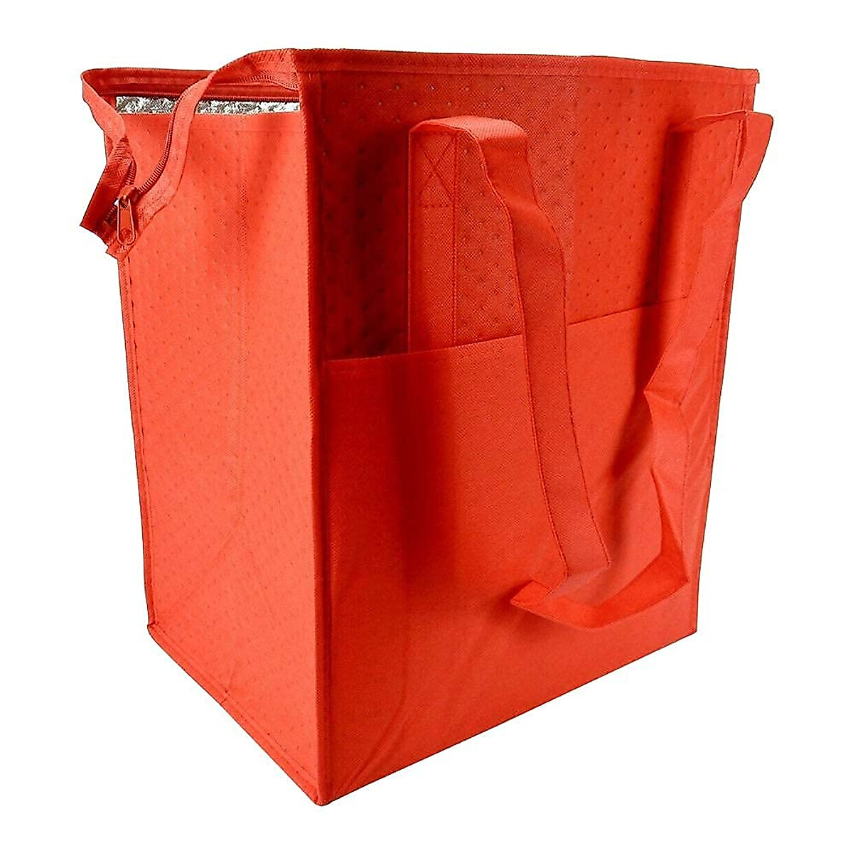 BAGedge Insulated Grocery Bags, Set of 2 Reusable Shopping Bags for Groceries, Food Delivery Bags for Hot and Frozen Foods - Red