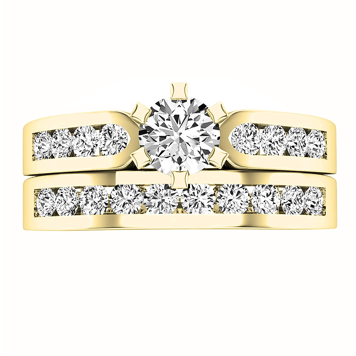 Dazzlingrock Collection 1.00 Carat (Cttw) 18K Round Diamond Women Engagement Ring Set 1 CT, Yellow Gold, Size 7