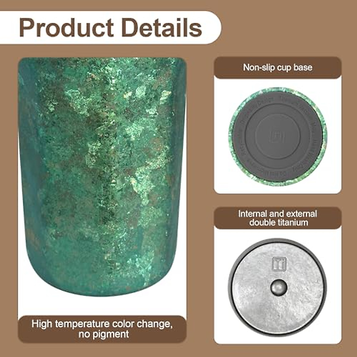 LILEEE Titanium Travel Tumbler Mug with Straw - 12oz Leakproof Insulated Coffee Cup for Hot & Cold Drinks, BPA Free, Durable & Lightweight, Great for Outdoor & Gift Use (Ice Green)