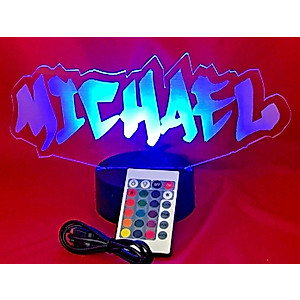 Name Light Up Lamp Any Name Shape Lamp LED Personalized Create Your Own Name In Graffiti Table Lamp LED, Our Newest Feature - It's WOW, With Remote 16 Color Options, Dimmer, Free Engraving, Great Gift