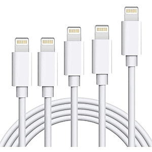 Sharllen 5 Pack iPhone Lightning Charging Cables (3FT/6FT/10FT), Fast Charging & Sync, Compatible with iPhone 14/13/12/11/XS/Max/XR/X/8/7/6/5 & More (White)