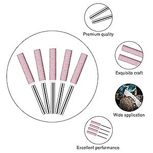 PRECIHW 10 Pack Chainsaw Sharpener Stone, Burr Grinding Stone File, Polishing Grinding Tool Grinding Bits for Chainsaw Sharpener, Pink, 3/16 Inch/ 4.8 mm