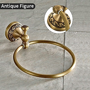 Leyden Brass Toilet Paper Holder,Antique Towel Ring Retro Hand Towel Holder,Brass Towel Bar,Antique Towel Rack Holder Bath 11.81 Inch Rod Hanger