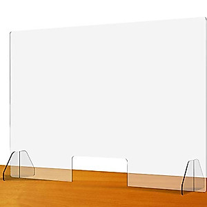 Clear Acrylic Plexiglass Sneeze Guard 36"W x 24"H - Protective Plastic Window Barrier Screen and Shield - Freestanding Portable Germ Protection Shields for Office Desk, Counter, Table and Nail Salon