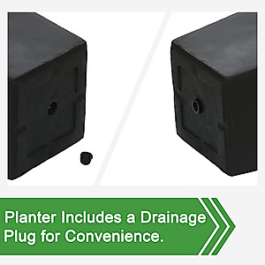 LuxenHome Tall Planters for Indoor Plants, Tapered Black Planters for Outdoor Plants, 18.5" Plant Pots Outdoor/Indoor, Large Flower Planter Pot, Rectangular Planter Garden Pots, Macetas para Plantas