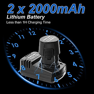 Worture Cordless Electric Ratchet Wrench, 40N.m 12V Power Ratchet Tool Kit with 2 * 2000mAh Lithium-ion Batteries, 1 * Fast Charger, 7 * Sockets, 1 * 1/4 Inch Adaptor, 1 * Extension Bar