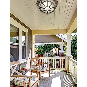 Trans Globe Imports 40582 RT Traditional One Light Flushmount Lantern from Benkert Collection in Bronze / Dark Finish, 11.00 inches