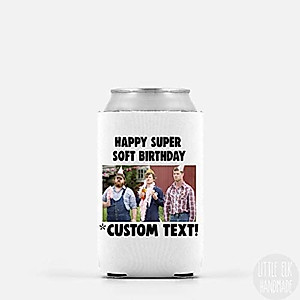 Personalized Have A Happy Super Soft Birthday *Custom Name Text*- Foldable Collapsible Can Cooler Beverage Insulator White For 12 Oz Cans