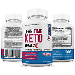 (5 Pack) Lean Time Keto 1200MG Pills Includes Apple Cider Vinegar goBHB Strong Exogenous Ketones Advanced Ketogenic Supplement Ketosis Support for Men Women 300 Capsules