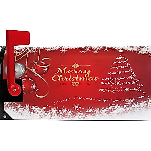 Merry Christmas Mailbox Cover Standard Size Winter Snowflake Xmas Tree Magnetic Mailbox Covers Garden Yard Post Wraps Letter Box Cover Decorations 21" L x 18" W