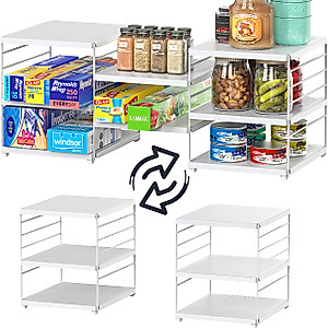 Simple Houseware Expendable Kitchen Counter Shelf Organizer, White, Plastic, 23.2" L x 9.8" W x 8.7" H