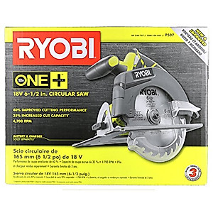 Ryobi P507 One+ 18V Lithium Ion Cordless 6 1/2 Inch 4,700 RPM Circular Saw w/ Blade (Battery Not Included, Power Tool Only)