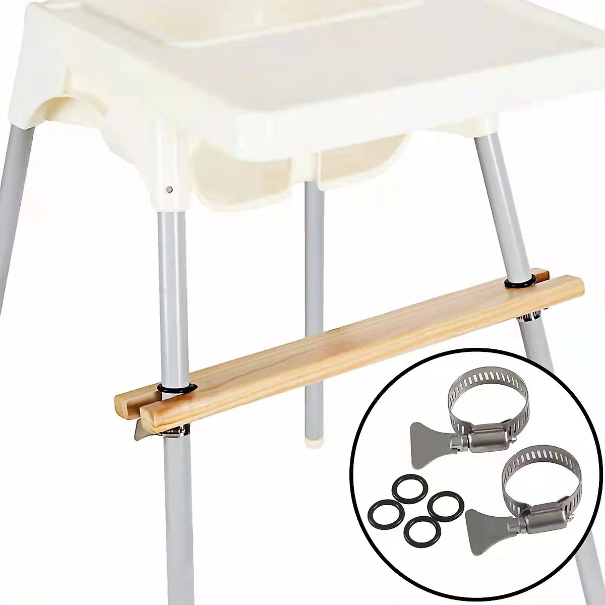 High Chair Footrest Compatible with IKEA Antilop - 100% Non-Slip Adjustable Accessories Wooden Foot Rest Compatible with Antilope Highchair Accessories Baby