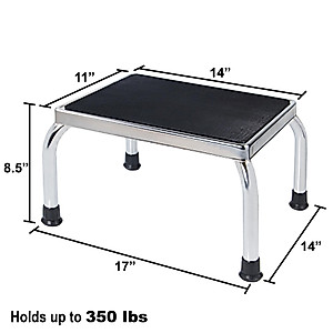 FSA/HSA Eligible, Vaunn Medical Foot Step Stool 350lbs Heavy-Duty Welded Steel Legs, Fully Welded Single Construction Frame, Anti-Skid Rubber Platform