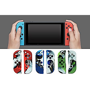 Hikfly 3pcs Silicone Gel Non-Slip Cover Skin Protector Case Kits Compatible for Nintendo Switch 6.2" Screen(2017) Consoles and Joy-Con Controllers with 8pcs Silicone Gel Thumb Grips Caps(Purple)