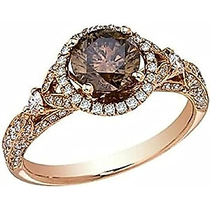 2Ct Round Cut Chocolate Diamond 14k Rose Gold Plated 925 Sterling Silver Engagement Ring For Women. (5)