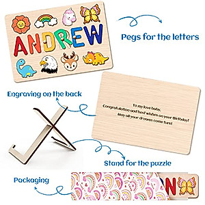 BeneCharm Personalized Name Puzzle for Kids, Custom Baby Gifts, Wooden Puzzles for Toddlers, First Birthday Gifts for Boys Girls, Toddler Educational Toys