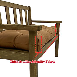 SEAHOME Waterproof Indoor/Outdoor Garden Bench Seat Cushions,Tufted Loveseat Cushion for Patio Furniture,Swing, Wicker, Garden Bench, Indoor, Shoe Storage, Window (51.1 X 19.6 Inch, Light Grey)