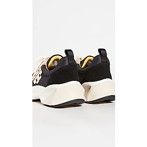 Tory Burch Women's Good Luck Trainer Sneakers, Black/Cream/Black, 8 Medium US