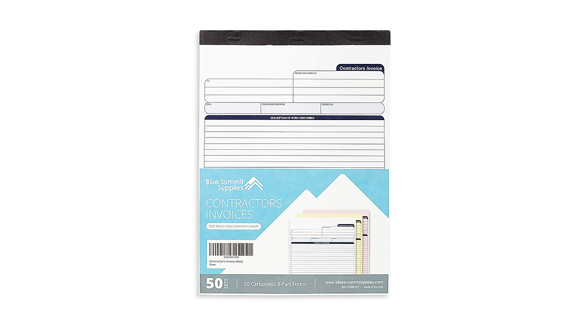Blue Summit Contractors Invoice Book | 3-Part Carbonless Forms
