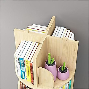 Gdrasuya10 Upgraded 2 Tier 360 Rotating Bookshelf with Legs, Small Stackable Bookshelf Wood Bookcase Organizer Book Display Shelves Storage for Living Room Bedroom Study Room