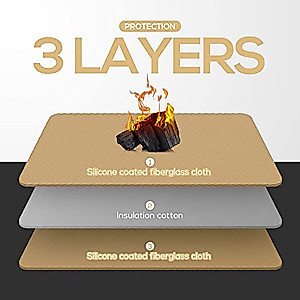 FLASLD Fireproof Fireplace Mat 24×42Inch Half Round Hearth Rug Protects Floors from Sparks Embers, Brown