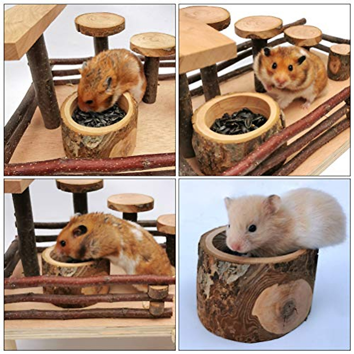 POPETPOP Hamster Wooden Food Bowl for Hedgehog Guinea- Pig Gerbil Squirrel Reptiles Chinchilla Ceramic Feeding Dish (Random Color)