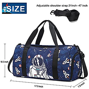 Sports Gym Bag for Kids Boys Overnight Carry On Tote Travel Duffle Weekender Sleepover Bag with Shoe Compartment