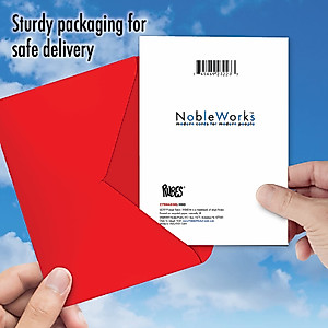 NobleWorks - Christmas Card with Envelope (4.63 x 6.75 Inch) - Cartoon Xmas Notecard Winter Holiday Card for Kids, Adults - Snowglobe Blower C7086XSG