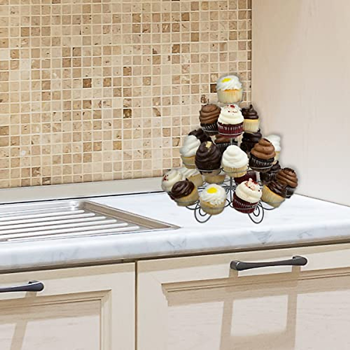 Home Basics 23 Cupcake or Muffin Centerpiece Holder Stand, 3 Tier