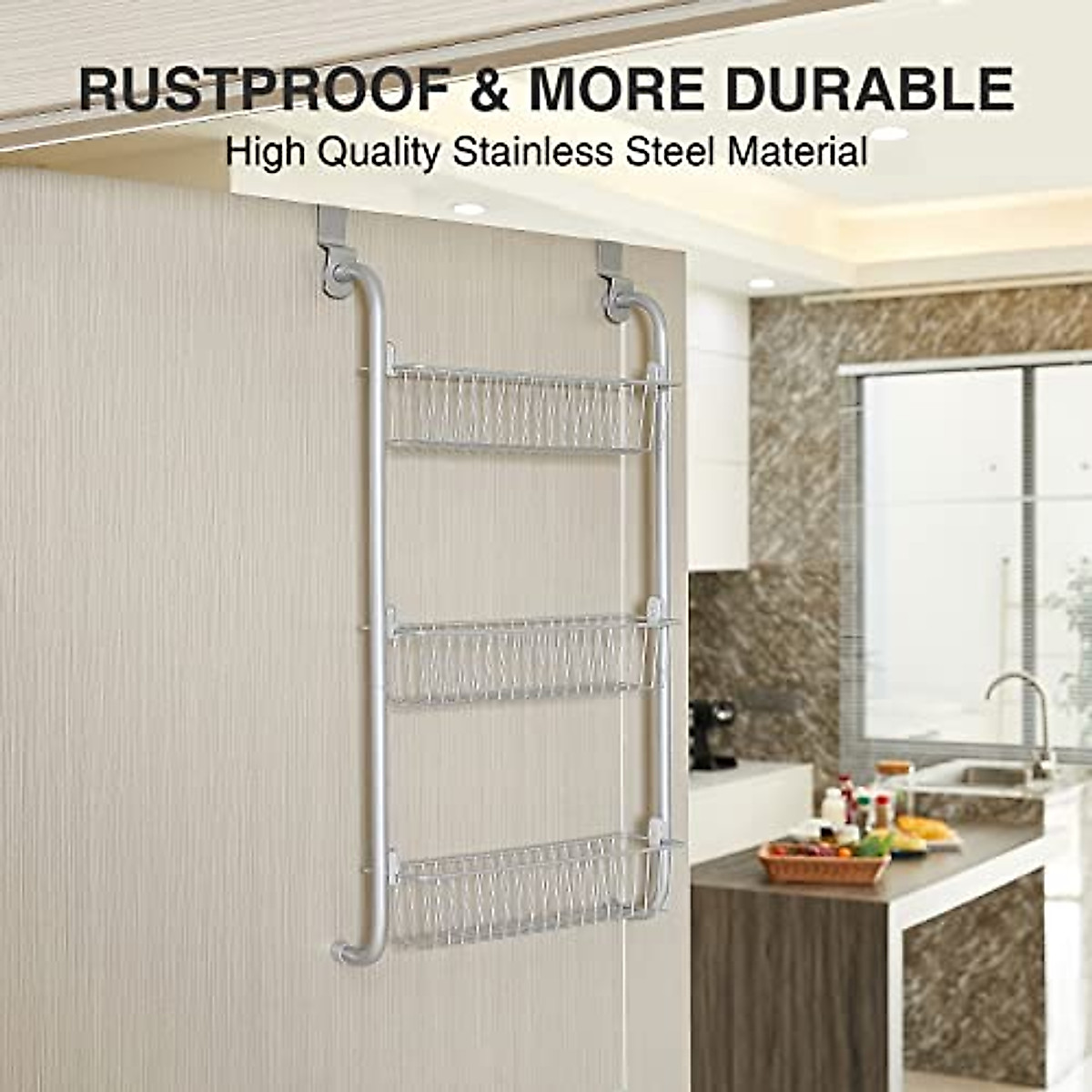 Heavy-Duty 3-Tier Over Door Pantry & Spice Rack Organizer