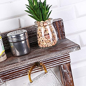 Encozy Wall Mounted Cup Rack with Shelf,Coffee Mug Holder Wood Cup Organizer with 7 Hooks (Wood)